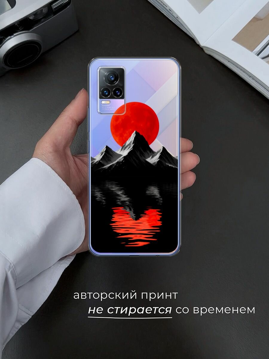 Чехол на Vivo V21e 4G / Виво V21e 4G с принтом Черная гора, прозрачный — фото 1