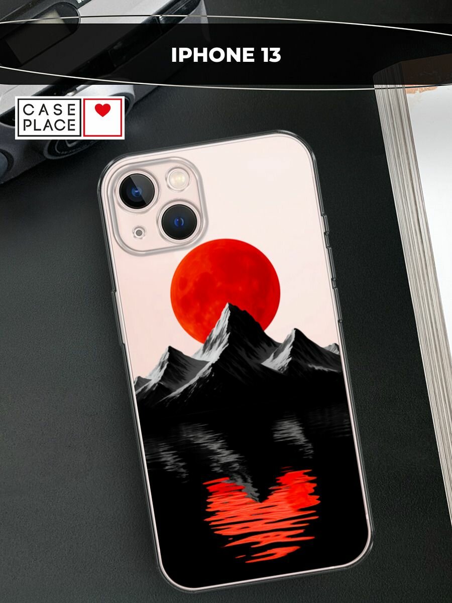 Чехол на Apple iPhone 13 / Айфон 13 с принтом Черная гора, прозрачный