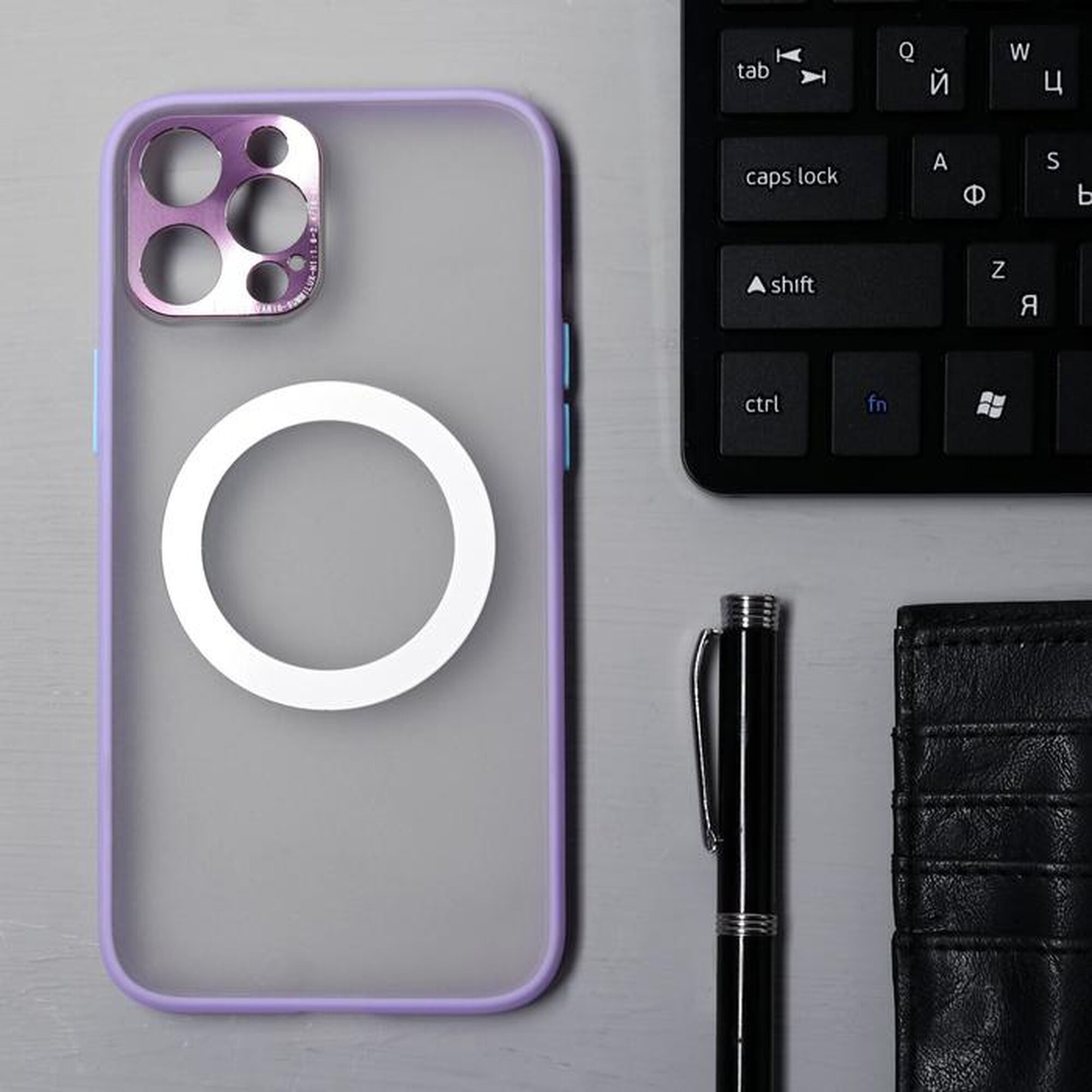 Чехол LuazON для iPhone 12 Pro Max, поддержка MagSafe, с окантовкой, пластиковый, фиолетовый 6253211