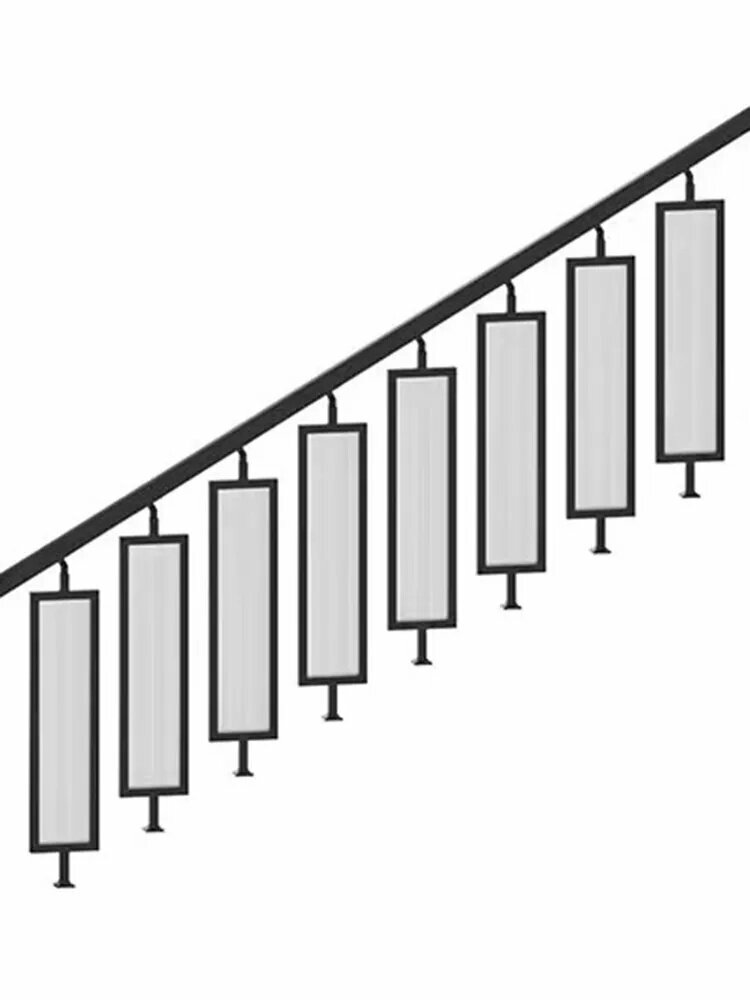 Металлические U-образные перила с стеклом для лестниц/чердаков, 1 шт. (кованые, внутренние ограждения)