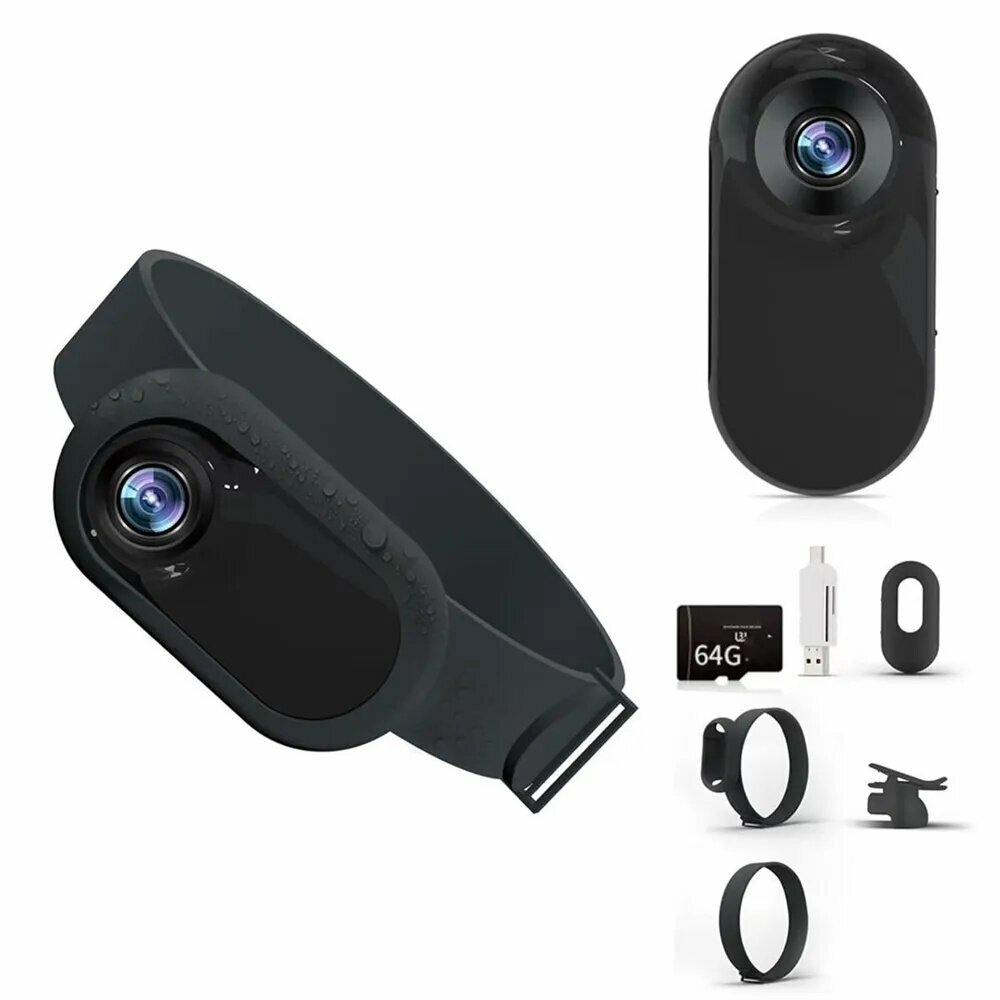 HD 1080P ошейник для отслеживания собак, не требуется WiFi, камера для кошек, черный