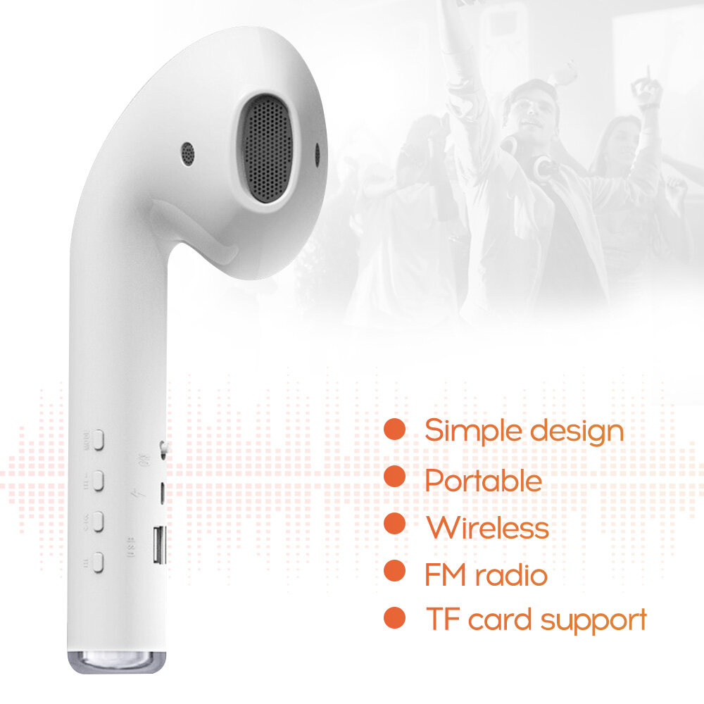 Колонка BT портативная беспроводная в форме наушников Large Giant, 5W, стерео, белый цвет, материал ABS, время воспроизведения 5-8 часов, звуковой драйвер 2 дюйма, батарея 1200mAh, FM 80-108MHz, поддержка TF-карты до 32GB, версия BT 5.0, диапазон