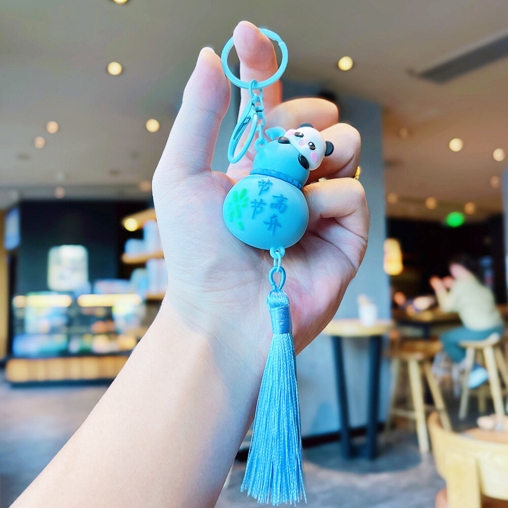 Брелок в виде мультяшной тыквы с кисточкой и пандой, милый кулон в виде винного кувшина, украшение для сумки или автомобиля, тыква с кисточкой, поднимающаяся все выше и выше.