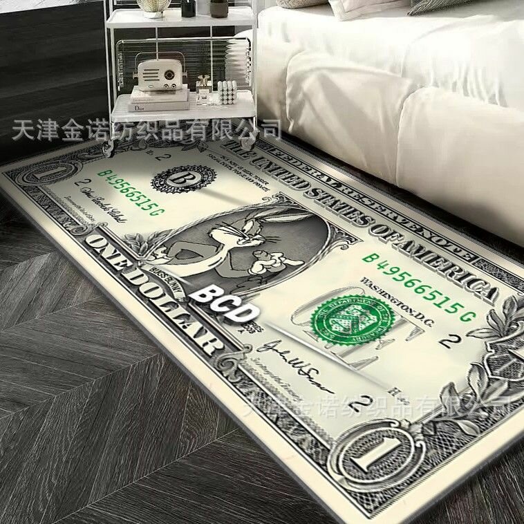 Ковер кринж доллар, 50x100см, 100USD, коврик с ворсом 5мм. поп-арт.
