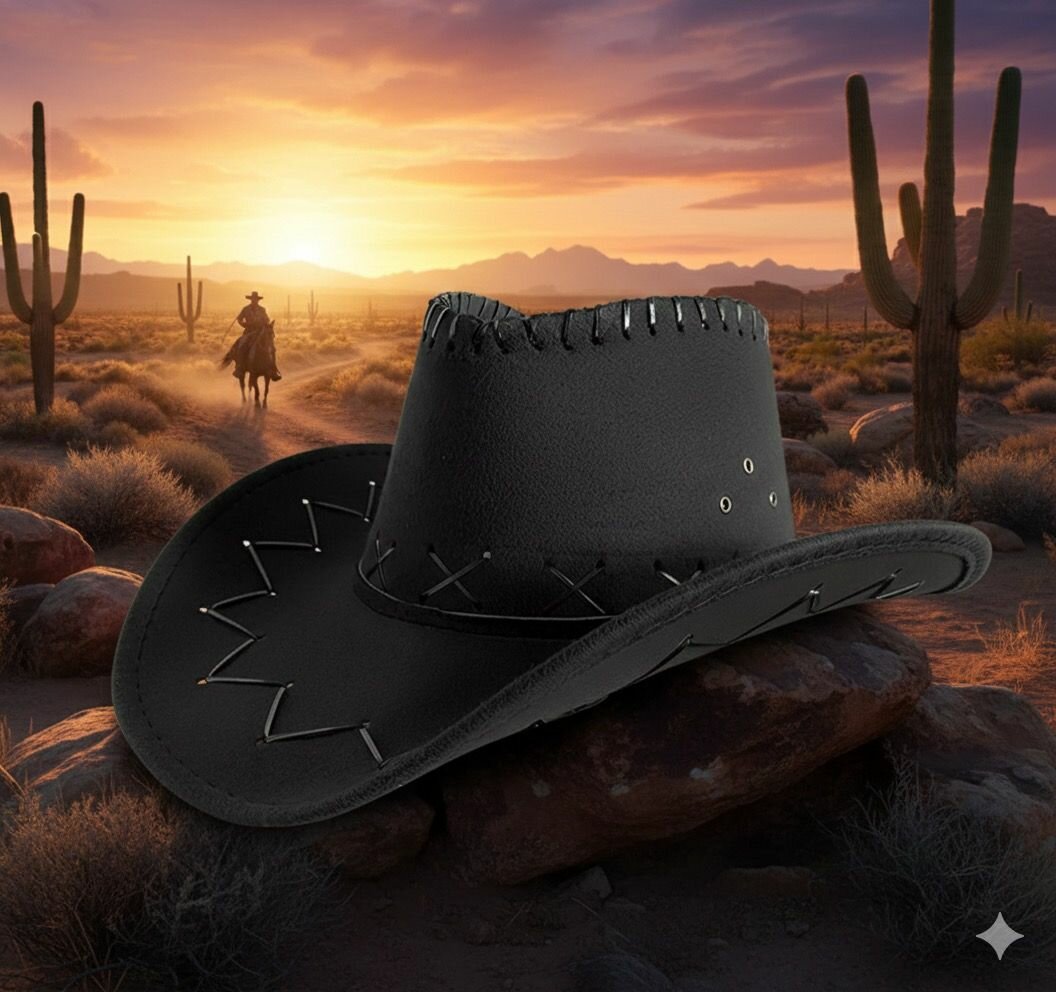 Ковбойская шляпа Wild Wild West Эко кожа черная