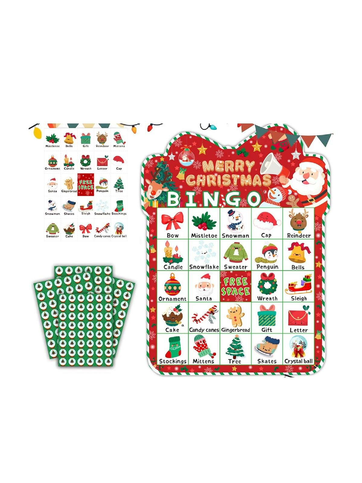 Набор игровых карточек для рождественского бинго из 33 частей и набора для 24 игроков