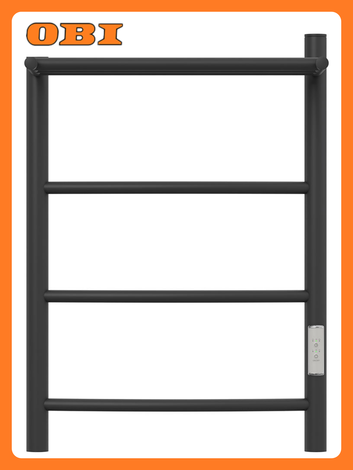 Полотенцесушитель Point Афина 3 перекладины + полка 400 х 600 электрический черный диммер справа