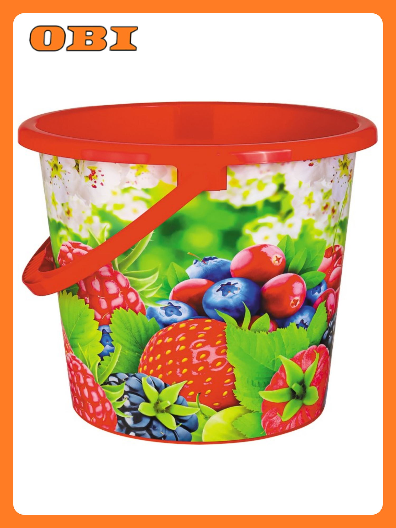 Ведро La Decoro "Ягоды", пластик, 10 л, с ручкой, круглое, зелёное