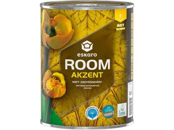 Краска ESKARO Akzent Room интерьерная латексная глубокоматовая, База А 0,9л
