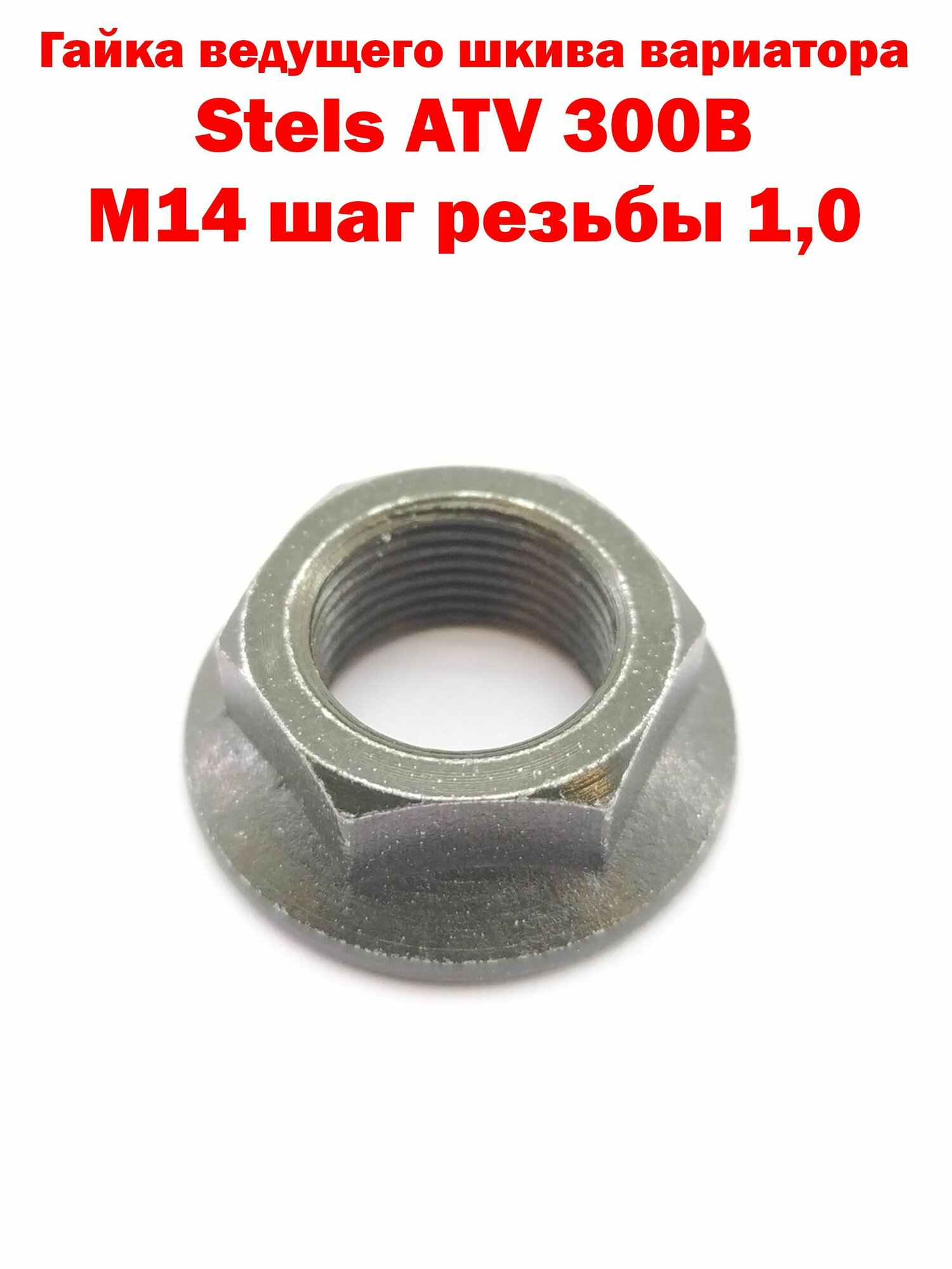 Гайка ведущего шкива вариатора Stels ATV 300B М14 шаг резьбы 1,0