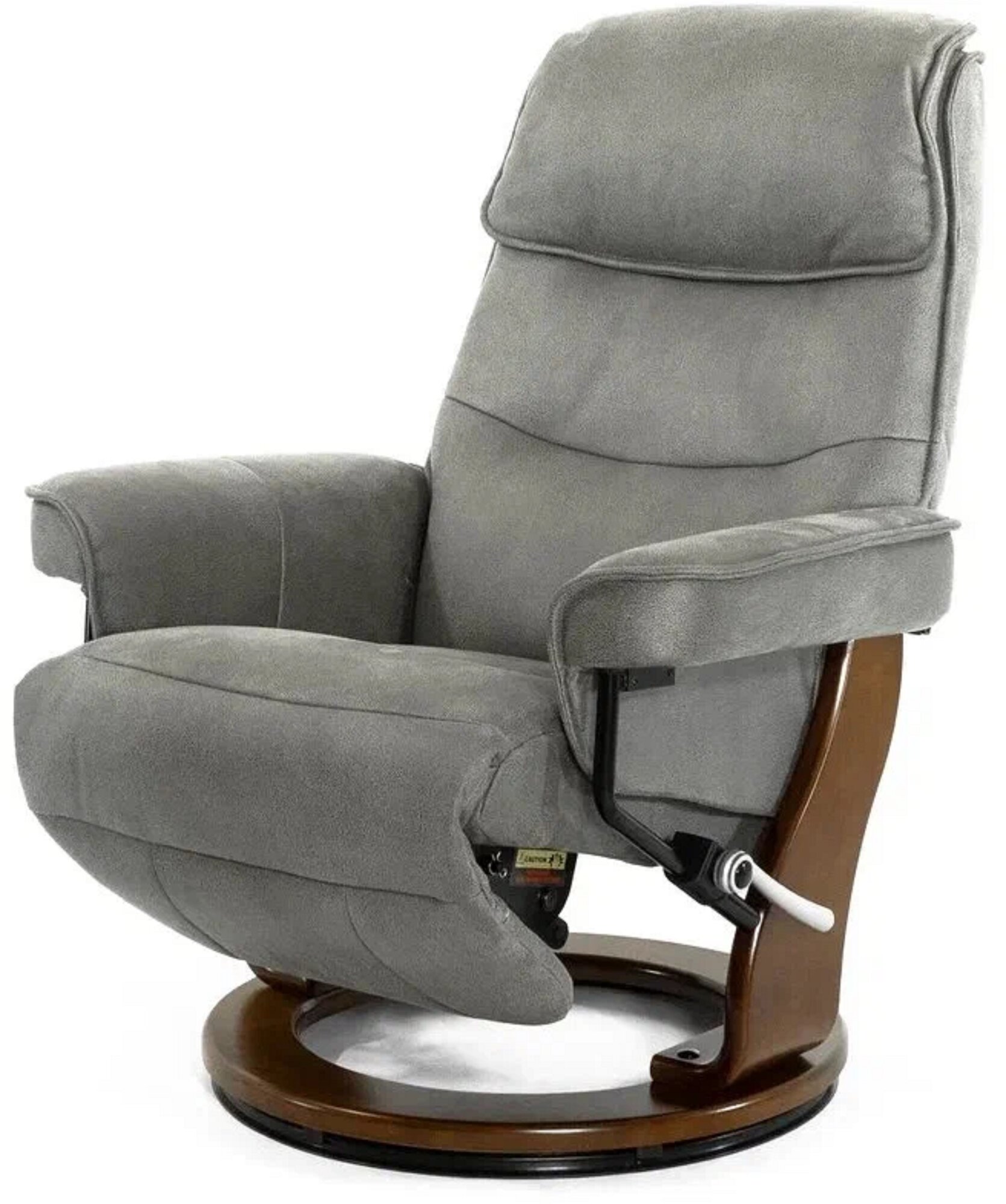 Кресло реклайнер FALTO Rio (встроенная подножка, искусственный нубук, серый)