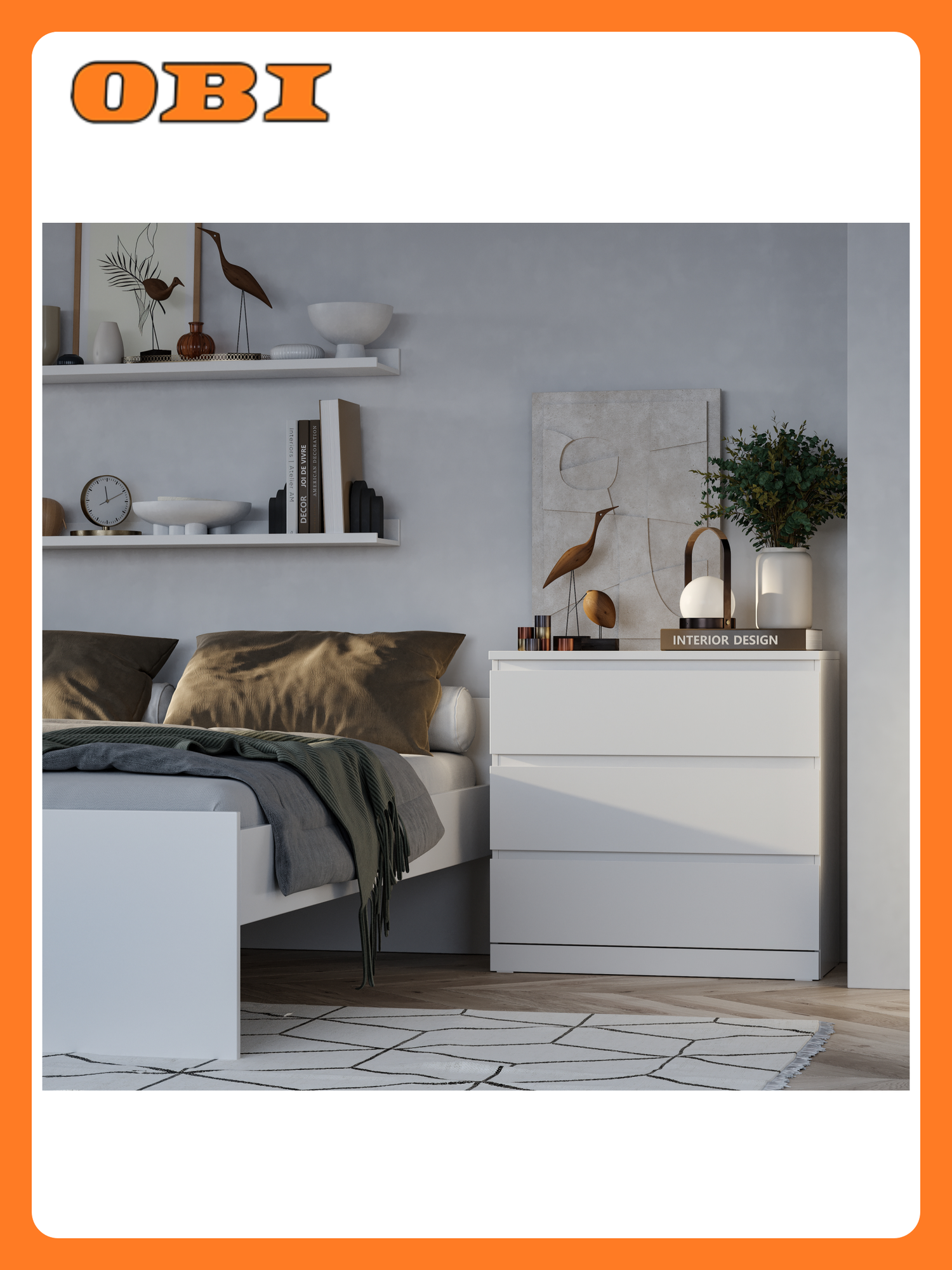 Комод "Шведский Стандарт" Варма 3, белый, 3 ящика, 80x77x40 см