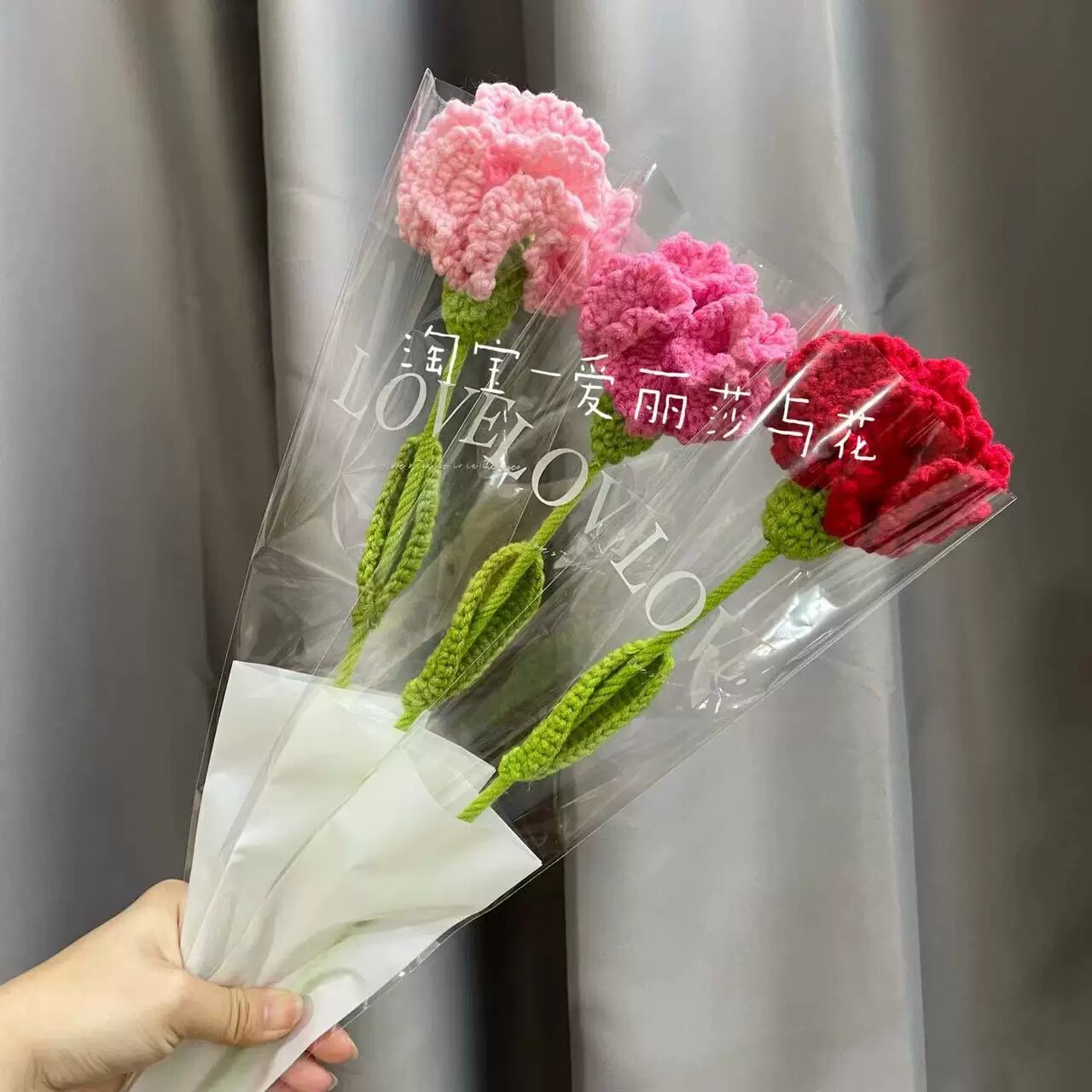 Готовые цветы ручной работы: гвоздики, букеты из пряжи, вязаные пышные цветы, тканые цветы, праздничный подарок для