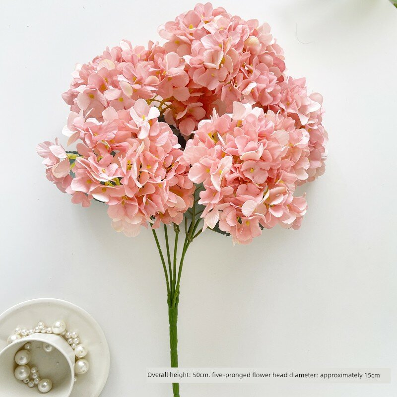 Французская роскошная розовая гортензия, искусственный цветок, искусственный цветок, хрустальная ваза для дома,