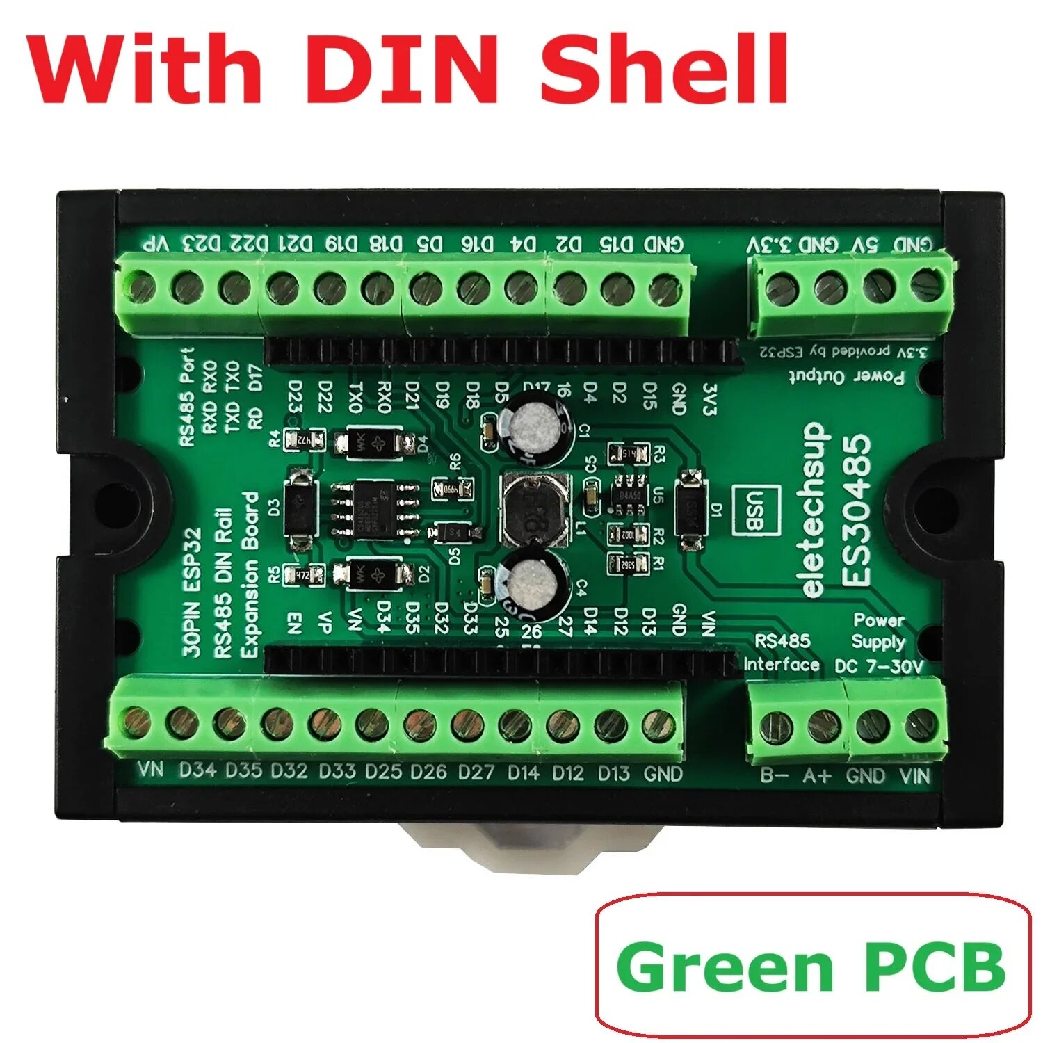 ESP32 RS485 плата расширения с DIN Rail Box