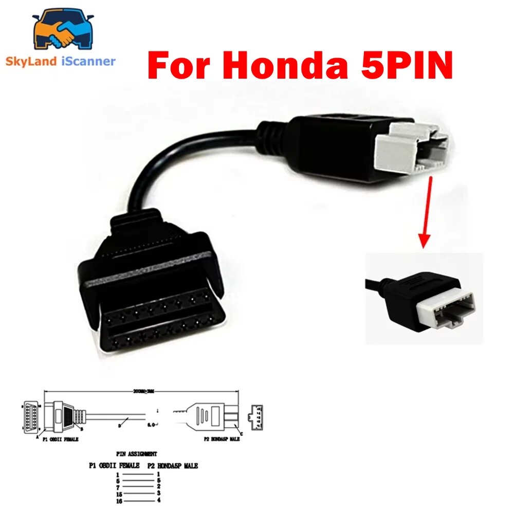 Диагностический Адаптер Honda OBD С 5-контактным Разъемом, Переходник OBD1 На OBD2, 16-контактный Гнездовой Разъем