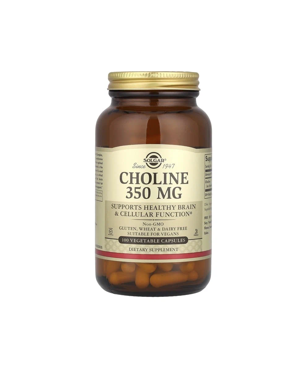 Solgar Choline, Солгар Холин 350 мг 100 вегетарианских капсул