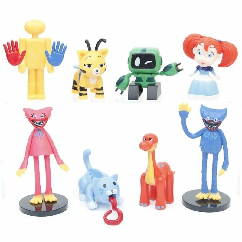 Набор фигурок Поппи Плейтайм Хагги Вагги, Кисси Мисси / Poppy Playtime Huggy Wuggy, Kissy Missy 8шт (4-10см, пакет)
