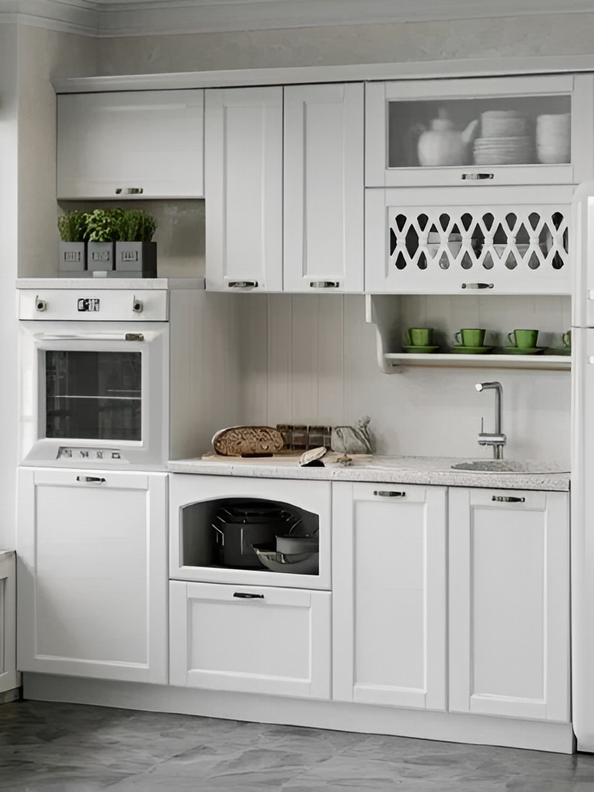 Кухонный гарнитур Милано МДФ 2м белый текстурный/белый со столешницей компоновка №3 МИФ