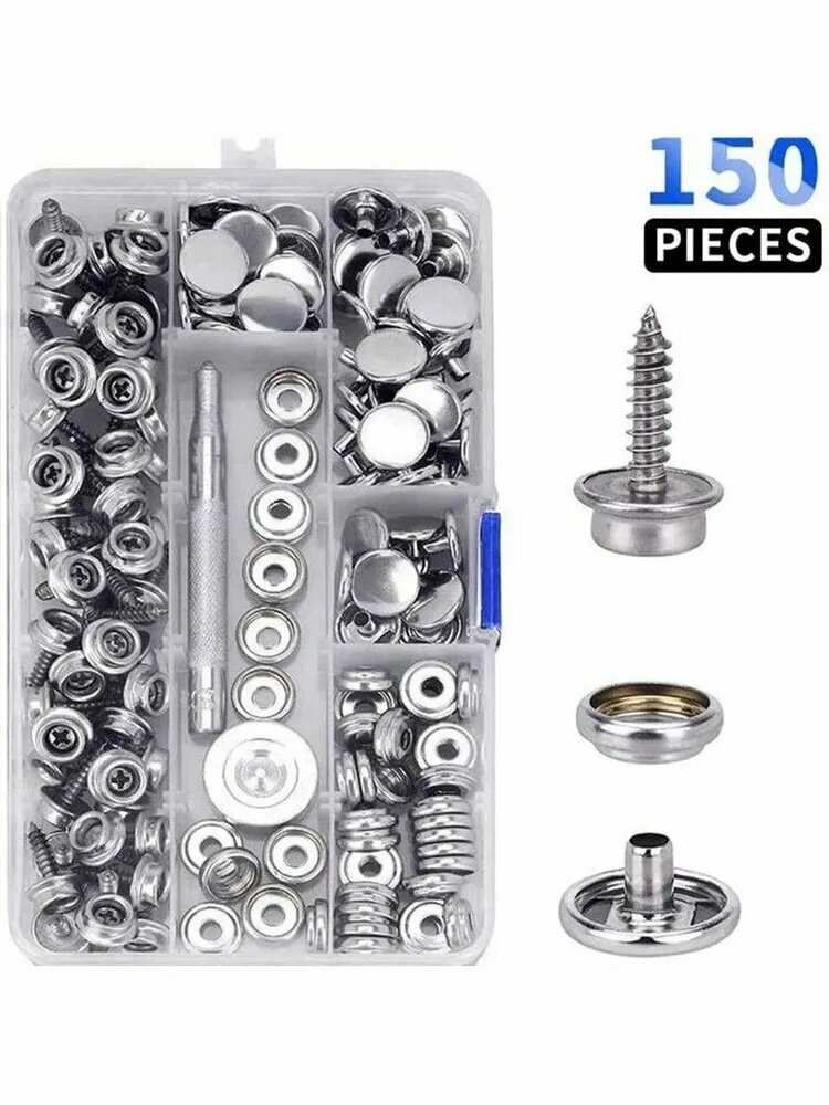 50 комплектов нержавеющих стальных кнопок диаметром 15 мм для брезента - аксессуары для тентов с установочным инструментом.