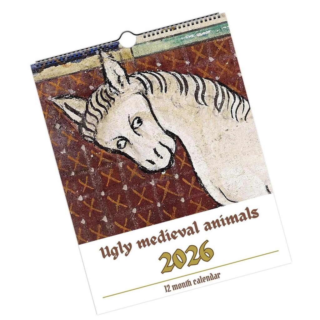 2026 Средневековый настенный календарь с изображением животных, Календарь в двухслойном переплете на 12 месяцев для дома
