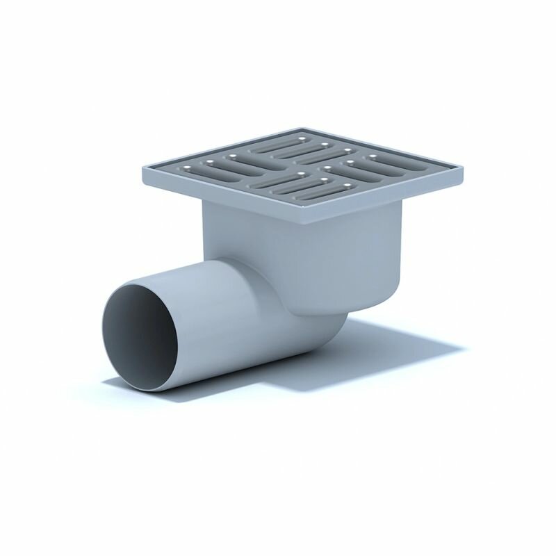 Трап 50 горизонтальный выпуск 100х100 мм, нержавеющая решётка, нерегулируемый сухой затвор, АНИ пласт