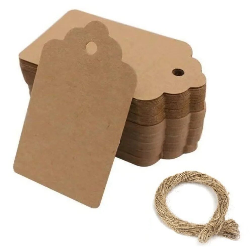 Винтажные бумажные этикетки для подарков 100 шт. Коричневый, Brown-9.5x4.5cm