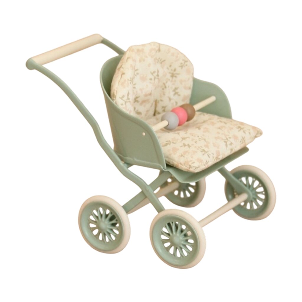 Миниатюрная Кукольная Коляска с Подвижным Колесом Имитирующая Модель Балдахина Фигурка