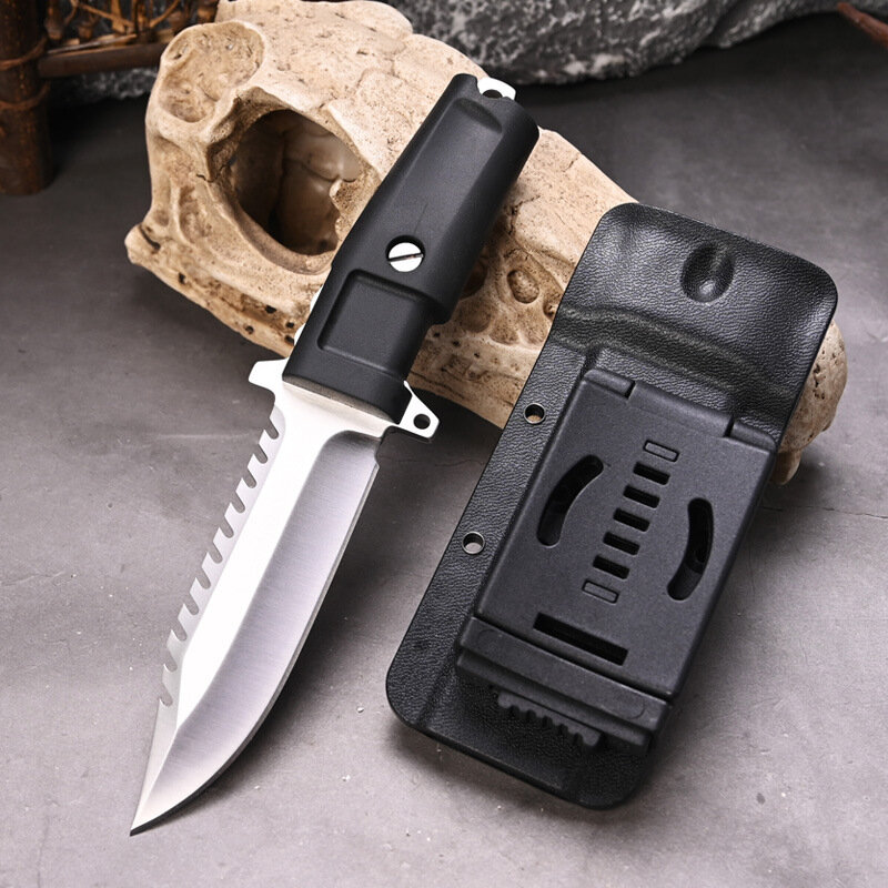 Нож для активного отдыха, с прямым лезвием, сверхмощный, из цельной стали, острый, походный нож, портативный нож для выживания.