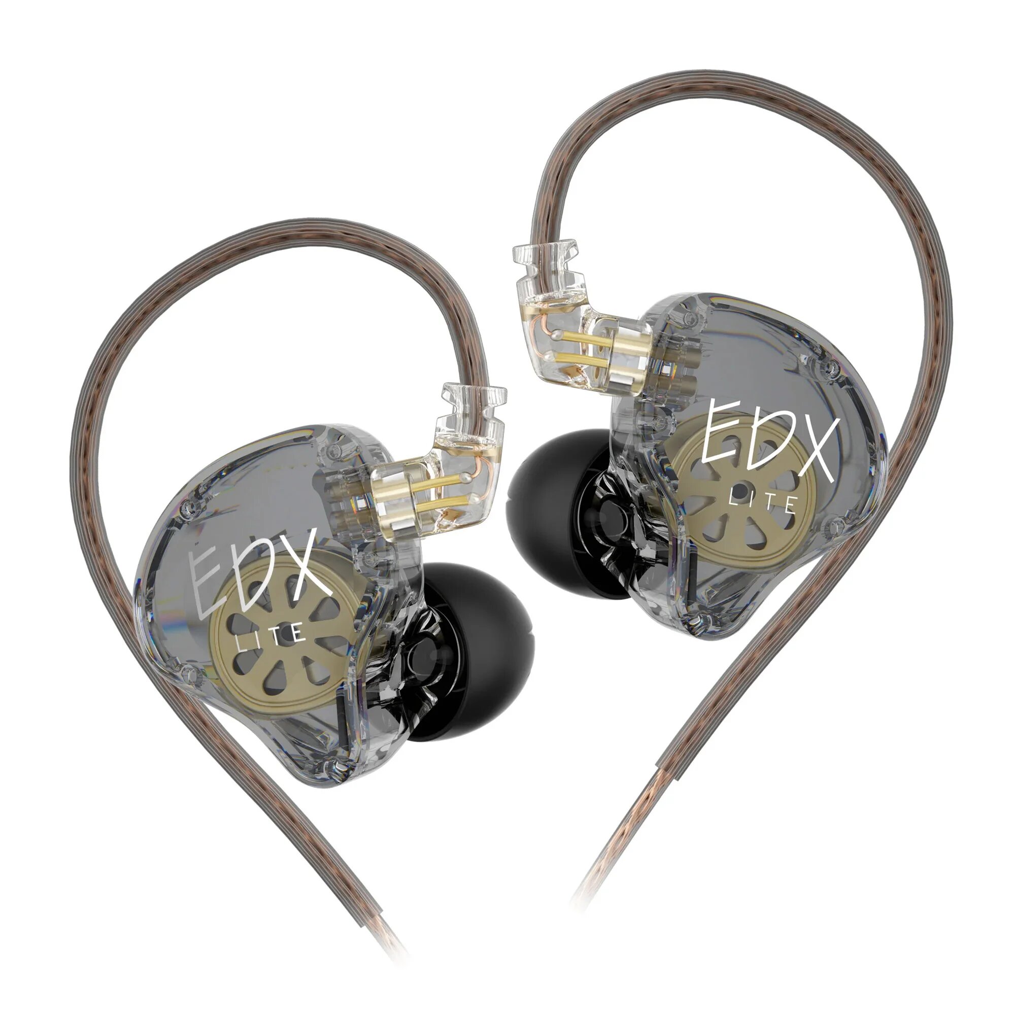 Наушники KZ EDX Lite without mic, внутриканальные, с динамическим драйвером, transparent black