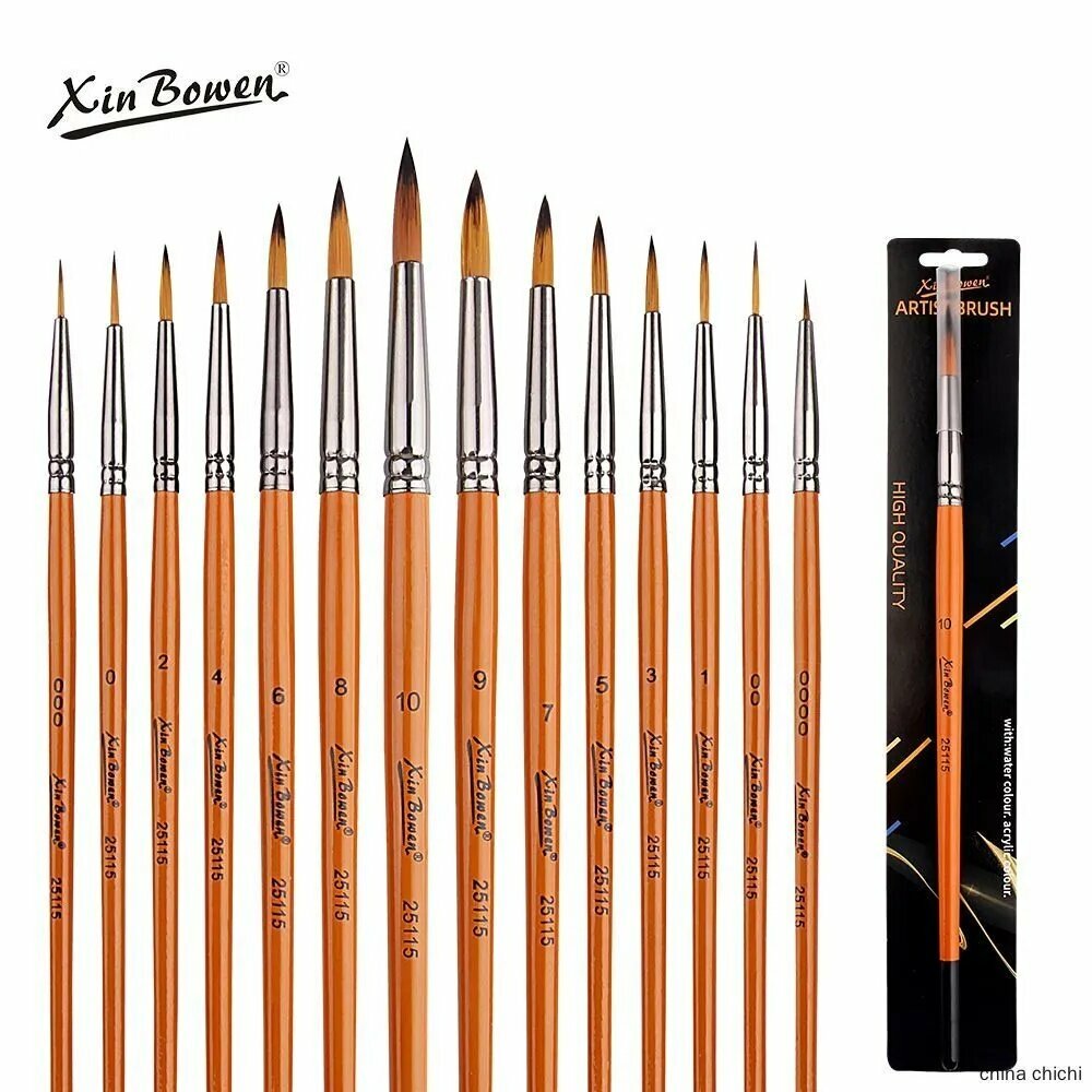 Набор кистей для рисования Круглая № 0, 00, 14 шт.