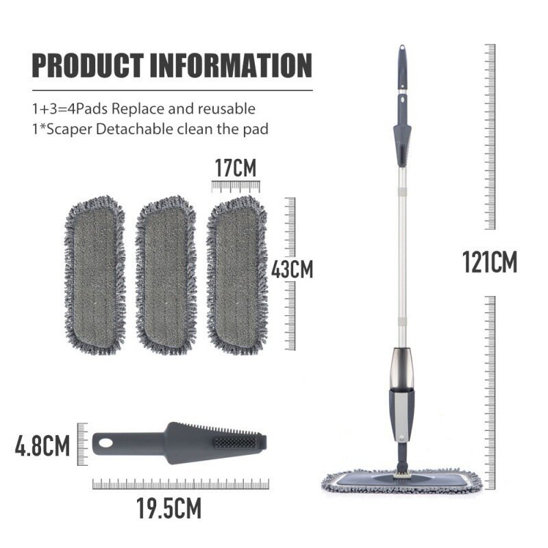 Magic Spray Mop Wooden Floor with Reusable Microfiber Pads