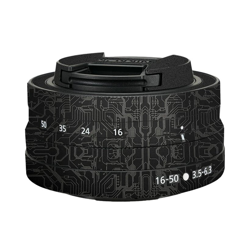 Защитная пленка для объектива Nikon DX 16-50mm f/3.5-6.3 с темно-золотым рисунком схемы, антипригарное покрытие для