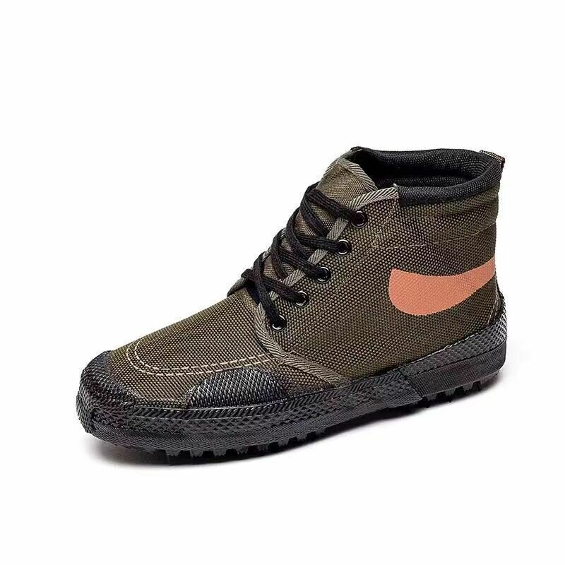 Мужские высокие хлопковые ботинки на флисовой подкладке, утепленные теплые резиновые сапоги, рабочая обувь, износостойкие зимние ботинки.