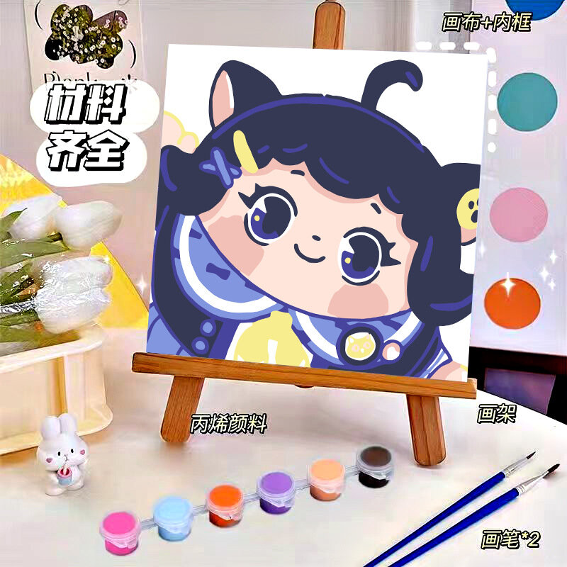 Цифровая картина маслом 20*20, аниме, раскраска маслом, ручная роспись маслом, декор для спальни.