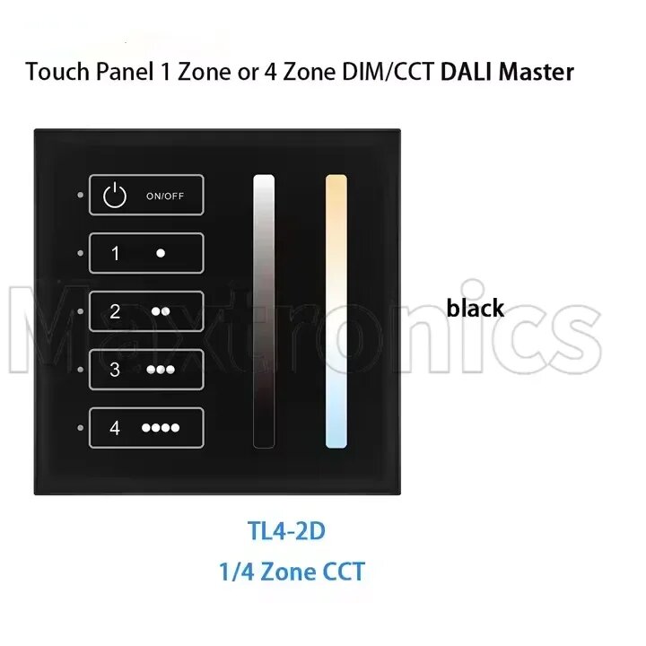 DALI Сенсорная панель SAGE LU MEI TL4-1D/TL4-2D 1/4 зоны Черный, TL4-2D Black