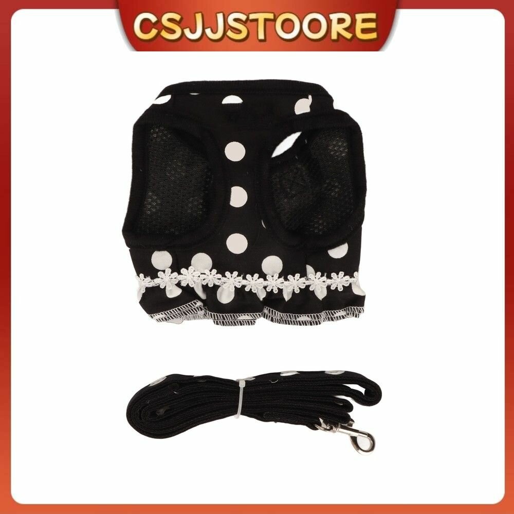 Собачья упряжь и поводок, стильный жилет в горошек, черный, XL, для тренировок на открытом воздухе