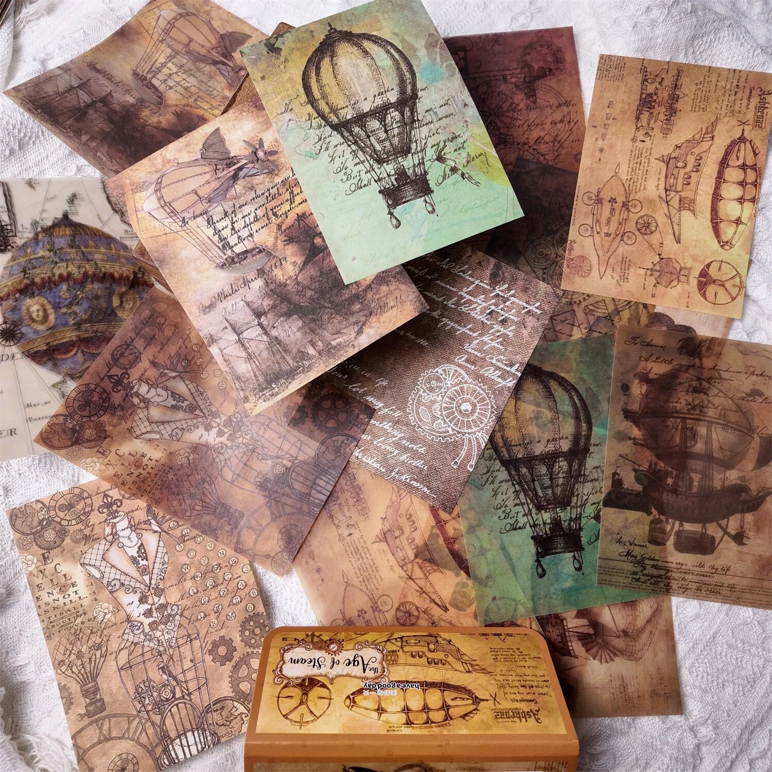 JIANQI, 20 листов, винтажный материал для шестерен, бумага, ретро цветок, сделай сам, декоративный фон для скрапбукинга, коллаж, художественная бумага