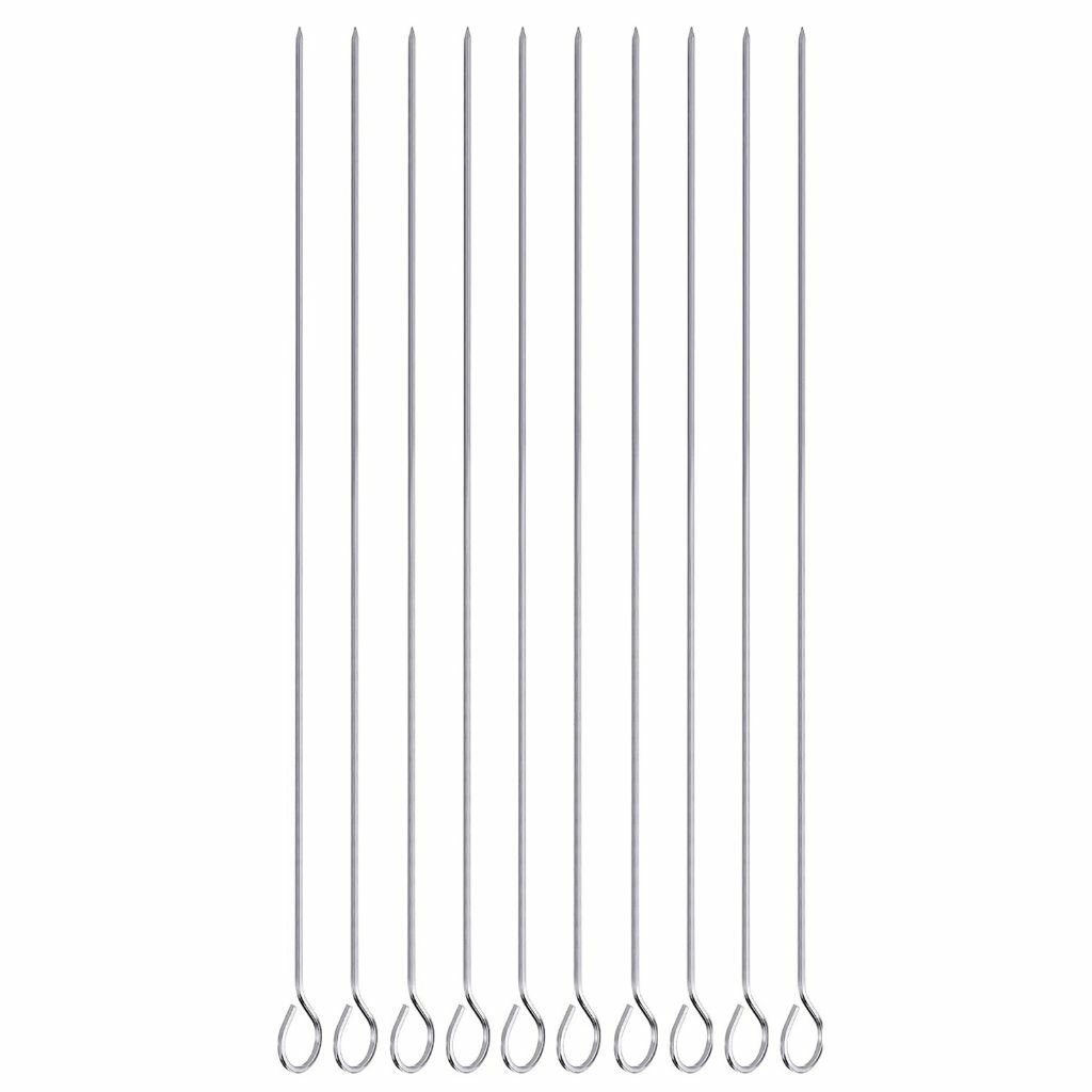 10 шт. шампуров для барбекю из нержавеющей стали, широкие многоразовые палочки для гриля, прочные металлические шампуры, легко чистить