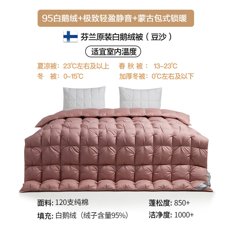 【Оригинал из Финляндии】95% белое гусиное пуховое одеяло, полностью хлопковое, зимнее утолщенное, летнее одеяло из чистого хлопка, весеннее и осеннее пуховое одеяло