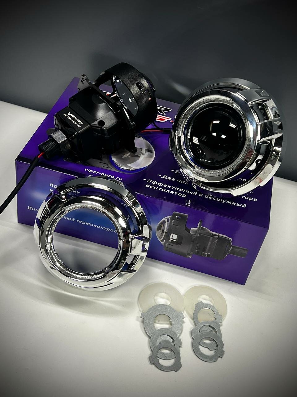 Би лед линзы для LADA VESTA на Лада Веста - Viper GTR G5 / Ближний 75W, Дальний 85W, 5000K - 3 дюйма на гайку