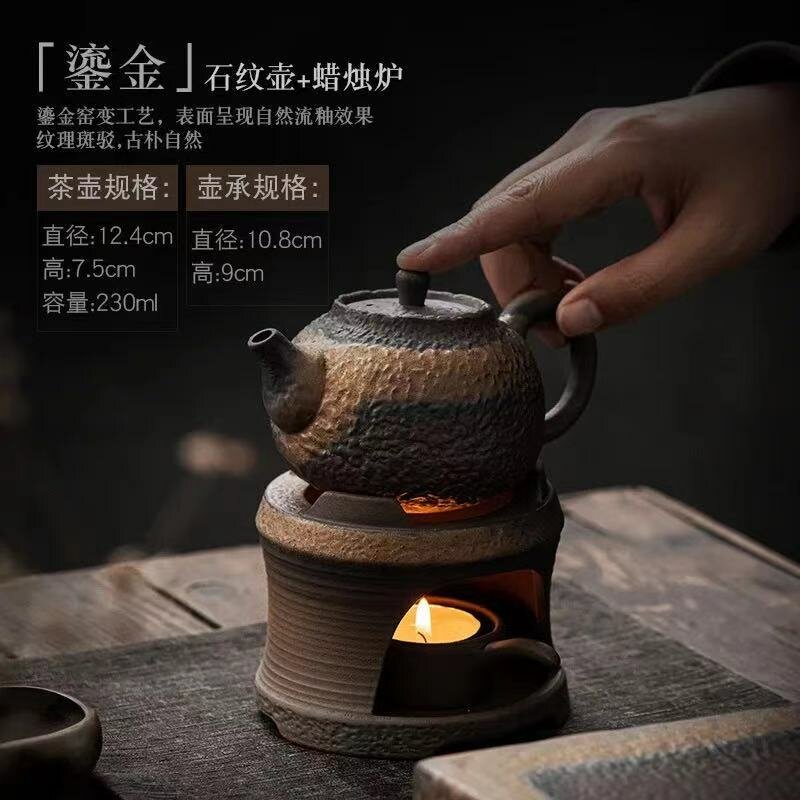 Чайник в китайском стиле, чайный набор, домашний керамический чайник, чайная плита, подогреватель чая, чайник с подогревом свечей, чайник для заваривания чая