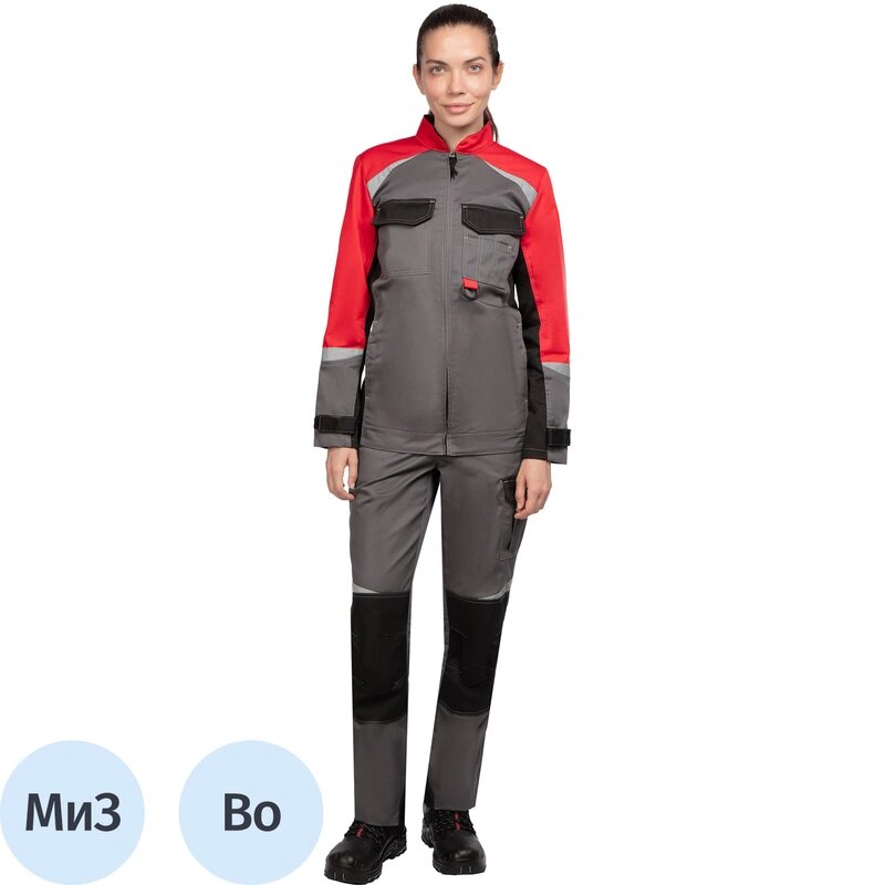 Куртка лет жен TOPFORT Грегаль (л23) сер/крас 80-84/158-164