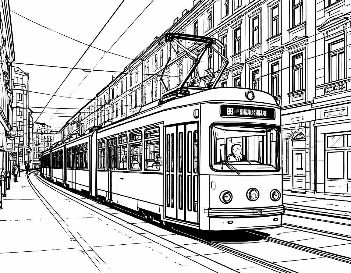 Набор детских раскрасок "Трамвай", плотная бумага формата А4, 10 шт, от 1 года