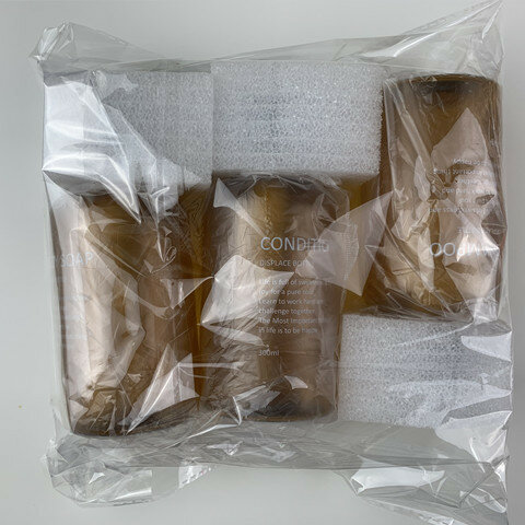 Набор бутылок для отеля в ванной комнате для лосьона, шампуня, душеового геля с нажимным диспенсером большой ёмкости 300/500ML, 300ml янтарный цвет в пакете OPP