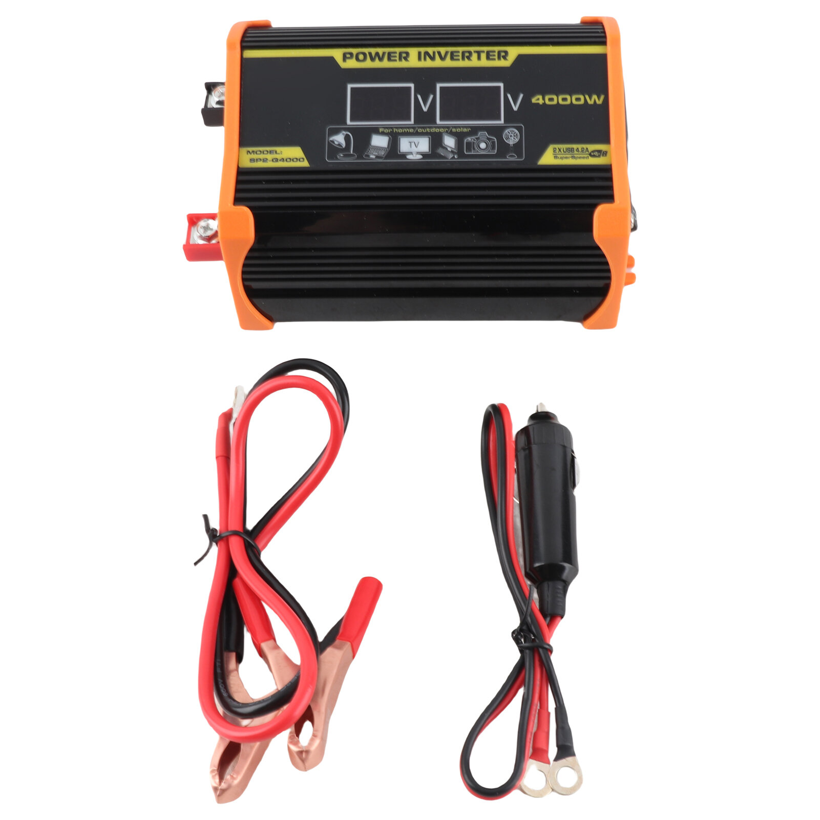 Портативный Инвертор Автомобильные Силовые Преобразователи DC12Volt В AC110/220Volt Трансформатор 4000 Вт Модифицированный Синусоидальный Двойной USB светодиодный Дисплей Авто