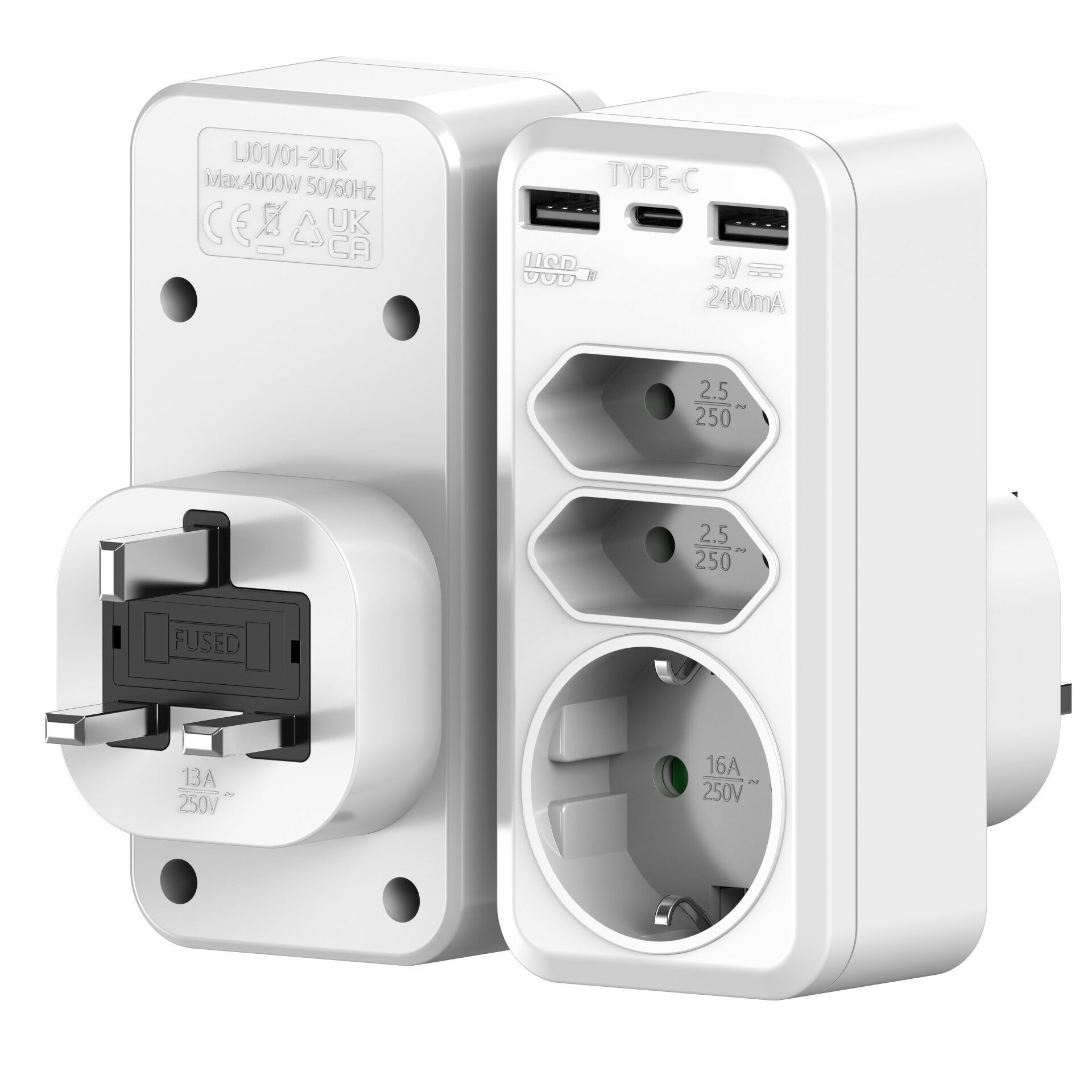 Немецкая стандартная вилка, переходник с немецко-американского стандарта на европейский, адаптер с американского на европейский стандарт typec+USB.