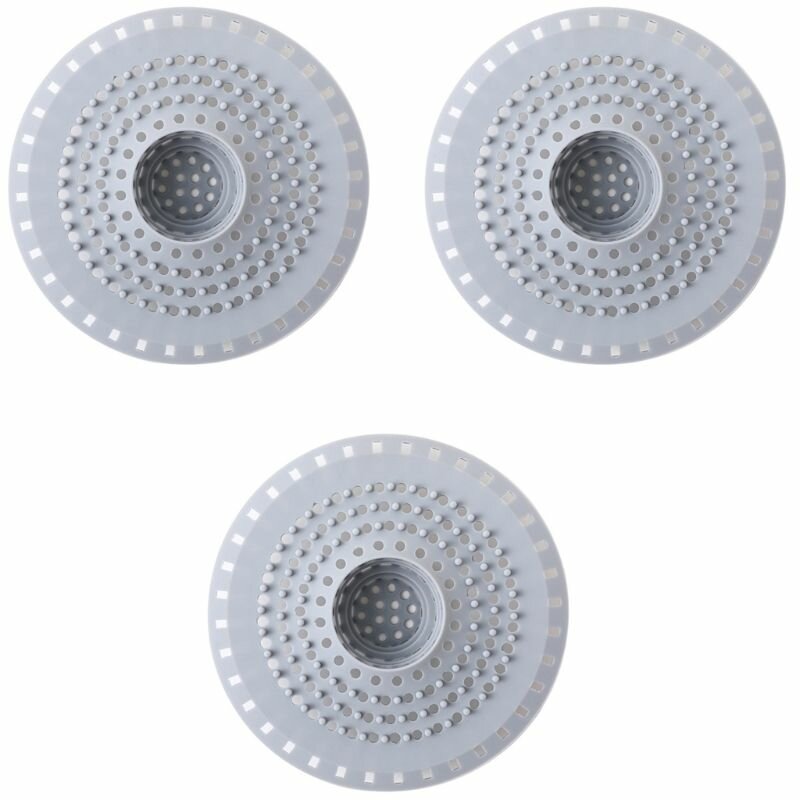 Силиконовая крышка для душевого трапа с уловителем волос, Серый - Круглый