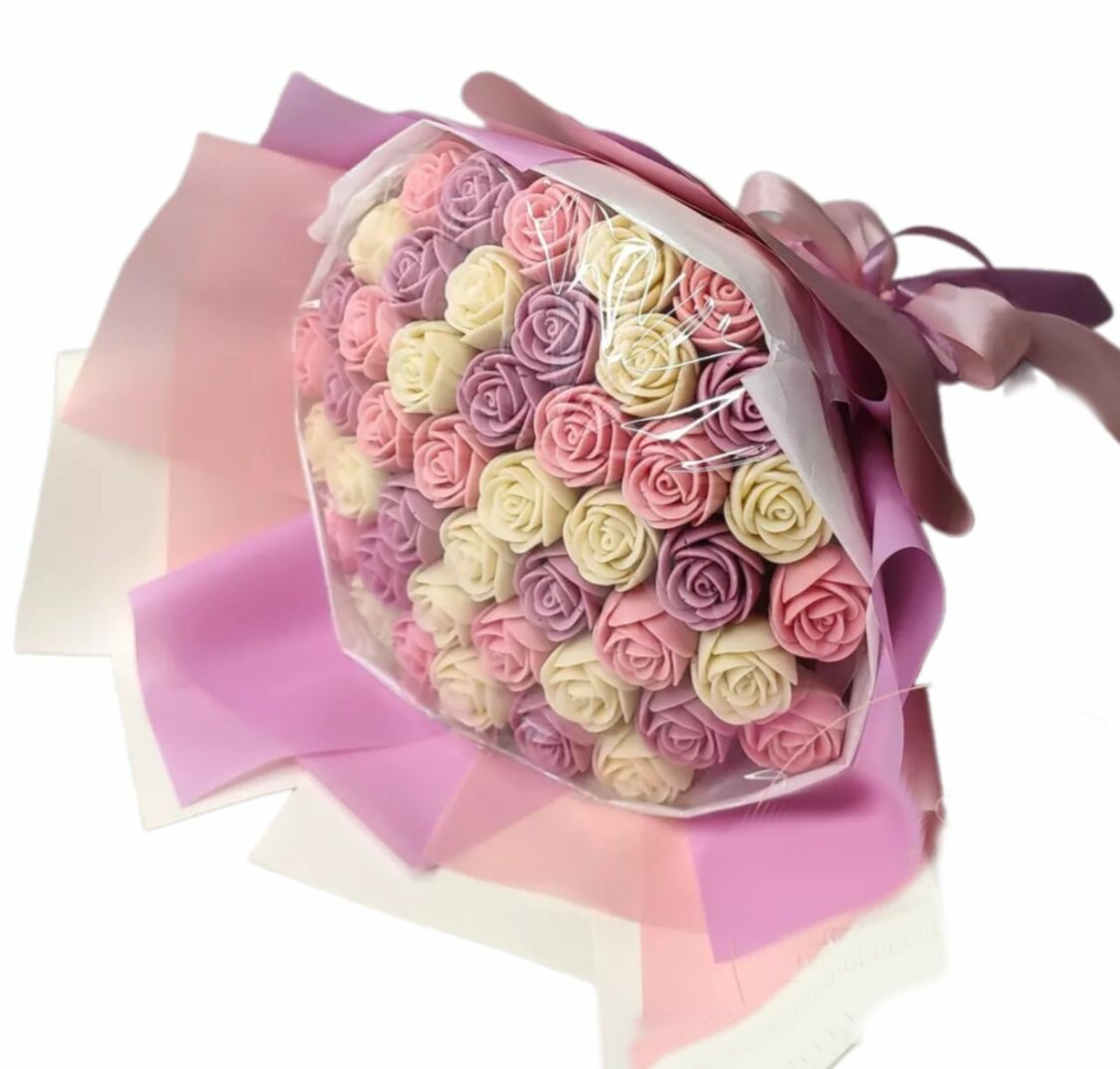Сладкий букет ShokoTrendy шоколадные розы 37 шт сиреневые 444 гр
