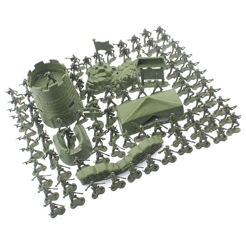 Набор солдатиков + аксессуары ,100 элементов / пластиковые солдаты военный игровой набор